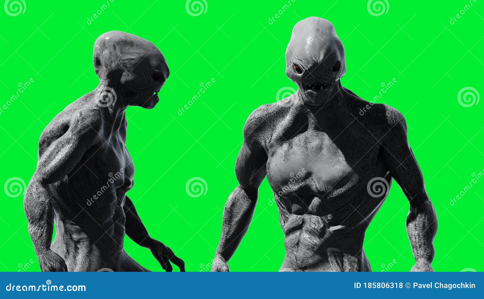 Scary Monster Isolate on Green Screen. 3d Rendering. Stock Illustration ...