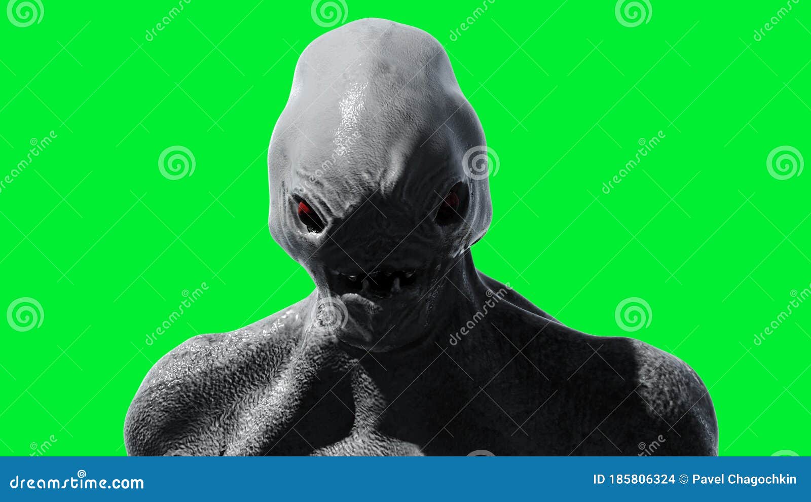 Scary Monster Isolate on Green Screen. 3d Rendering. Stock Illustration ...