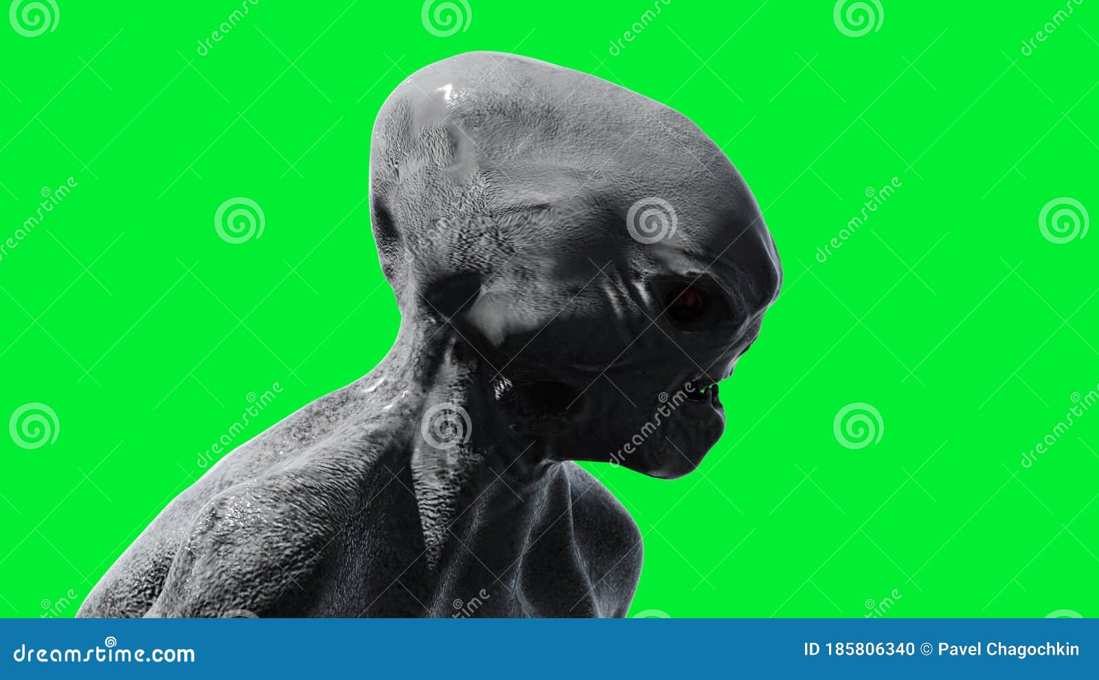 Scary Monster Isolate on Green Screen. 3d Rendering. Stock Illustration ...