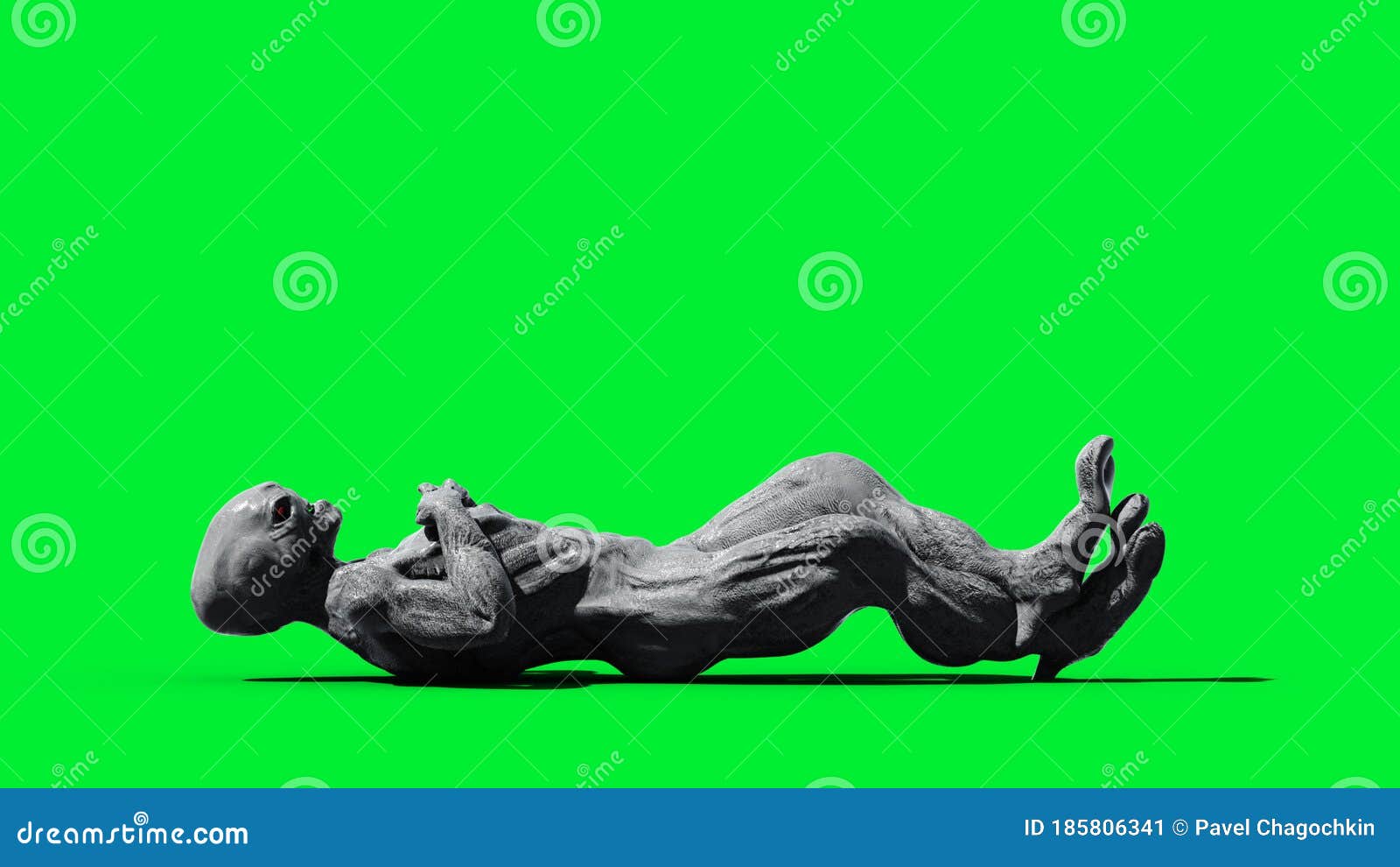 Scary Monster Isolate on Green Screen. 3d Rendering. Stock Illustration ...