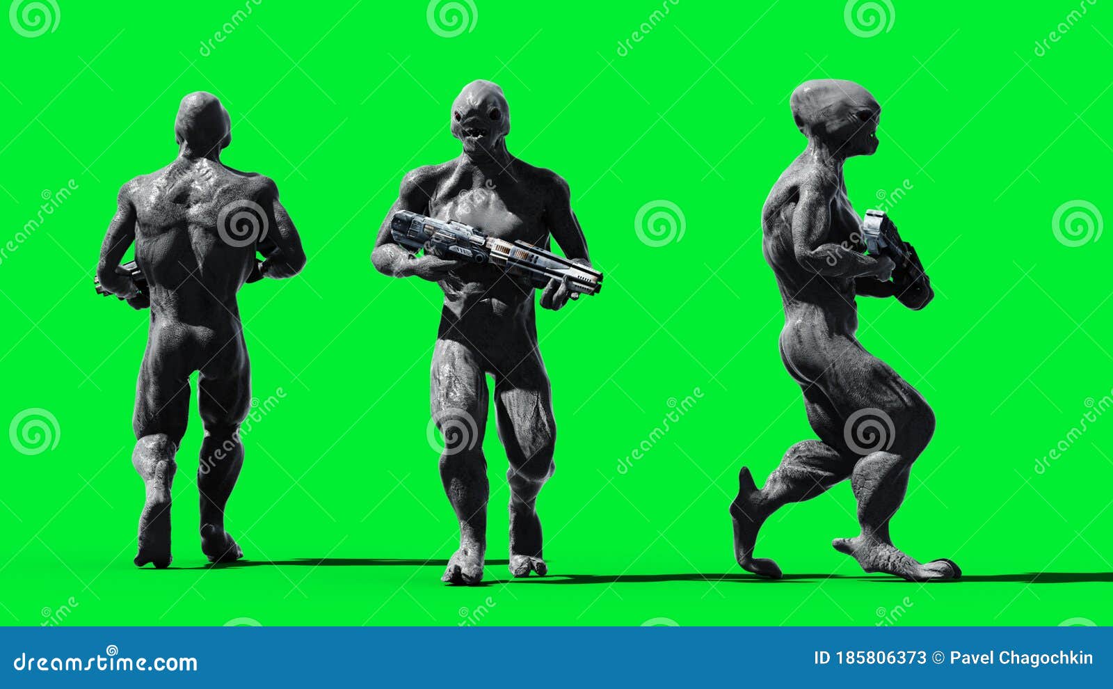 Scary Monster Isolate on Green Screen. 3d Rendering. Stock Illustration ...