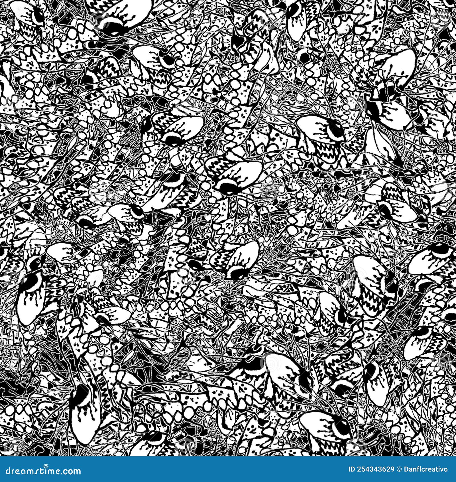 Monster Insect Drawing Motif Pattern Stock Illustration - Illustration ...