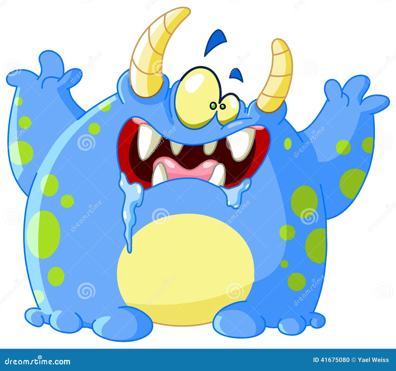 Scary monster stock vector. Illustration of cute, horn - 41675080