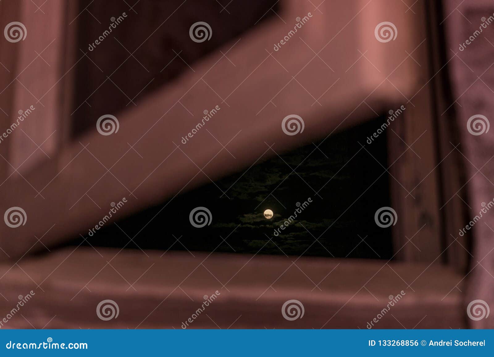Scary Moon Between Clouds From Window Stock Photo - Image of dark ...