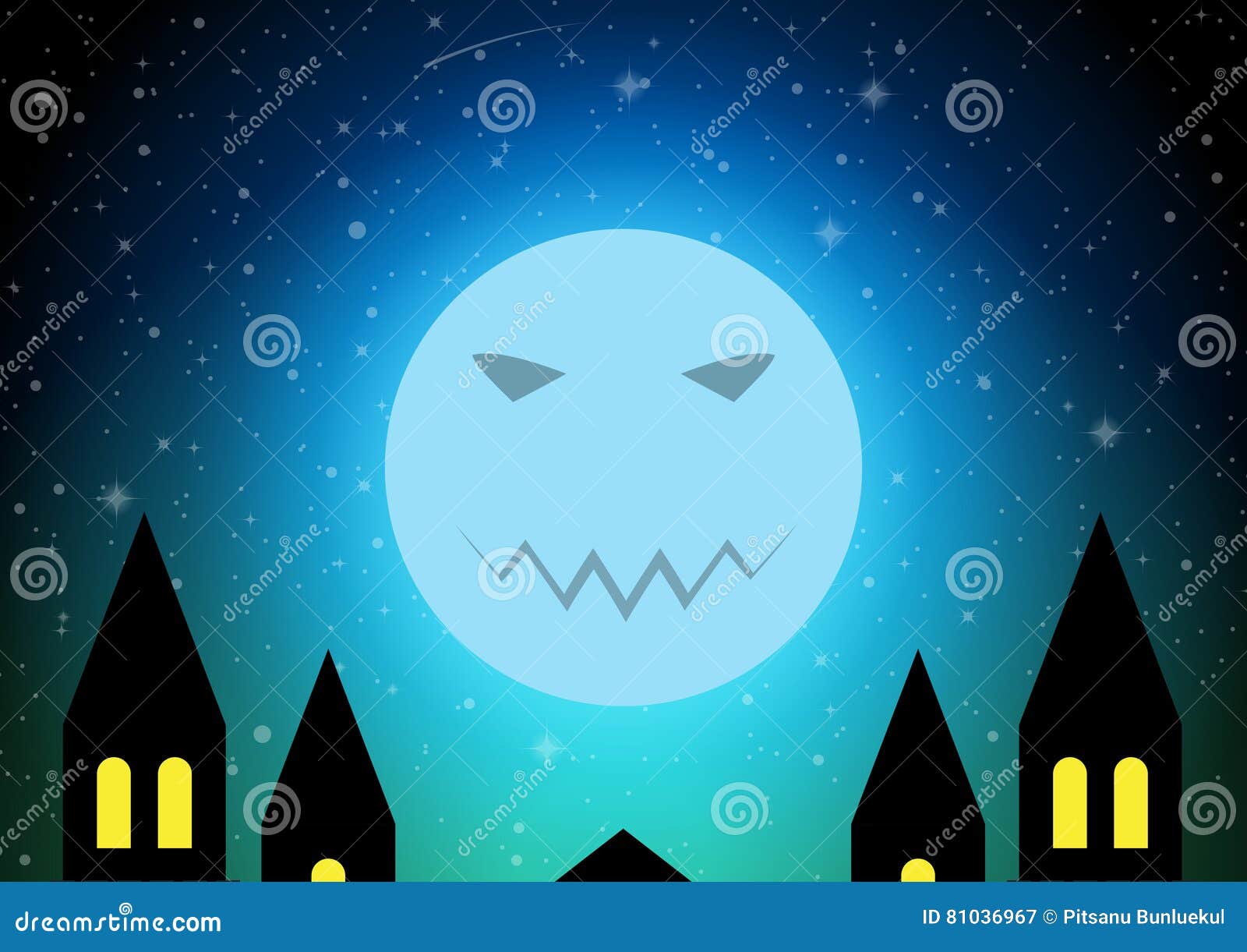 Scary Moon Vector Illustration | CartoonDealer.com #58949506