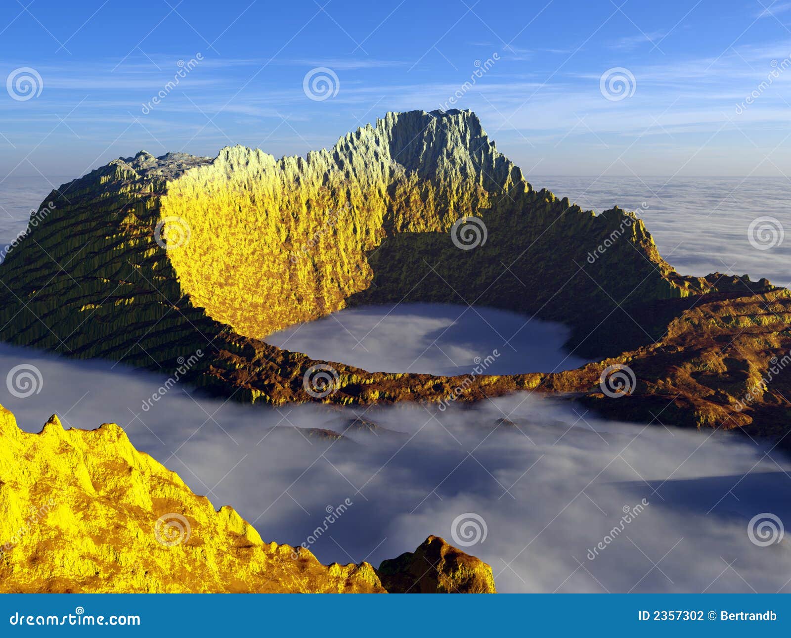Scary mountain landscape stock illustration. Illustration of generated ...