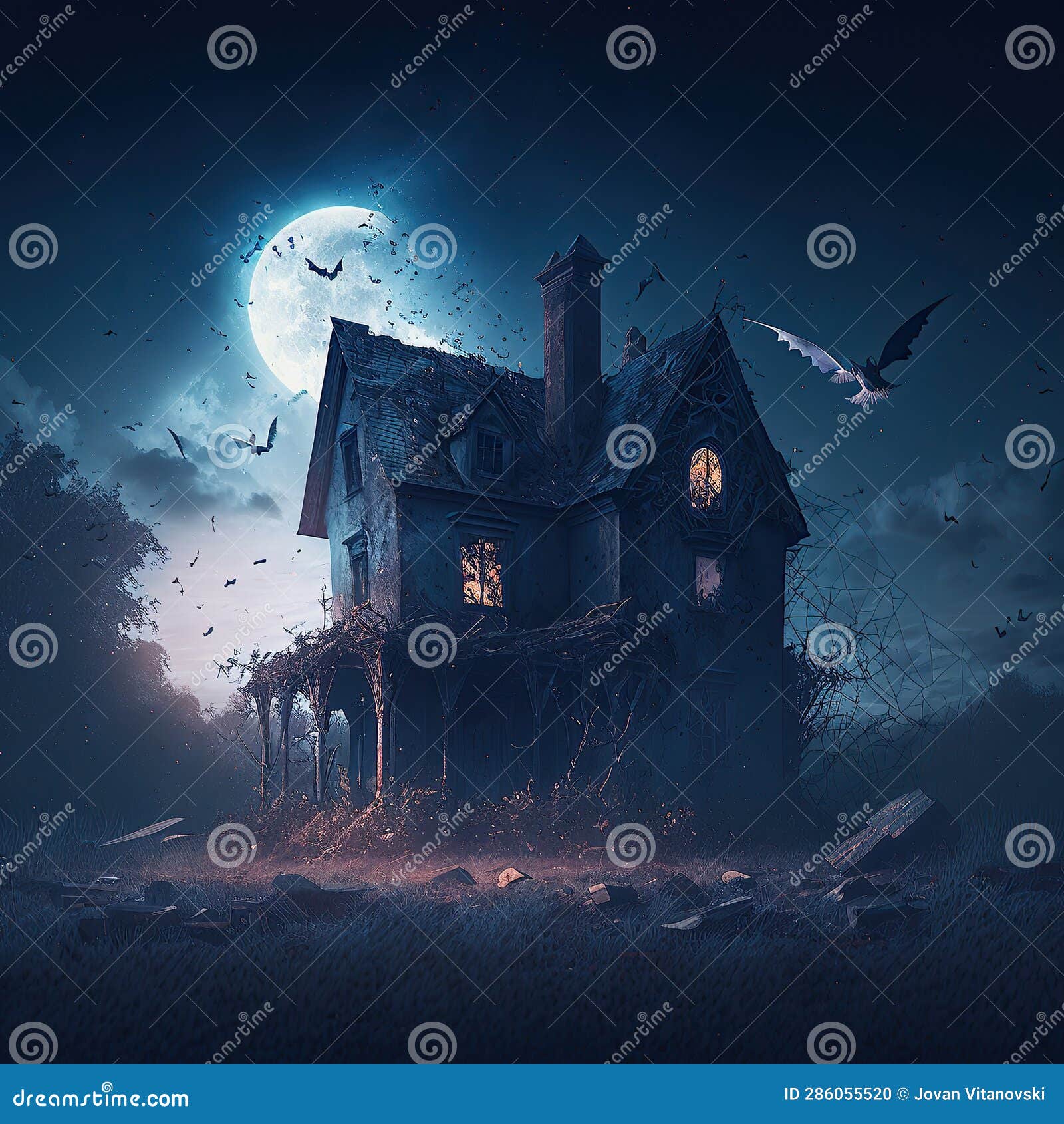 A Scary and Mysterious Wizard S Cottage in the Forest Stock ...