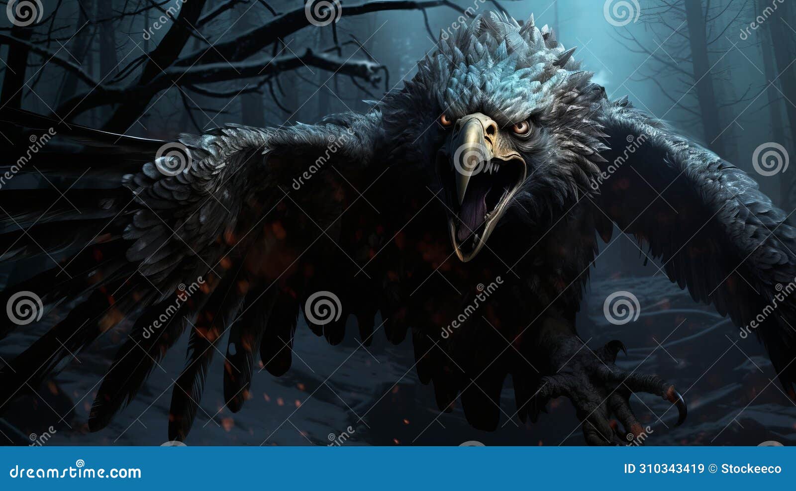 Scary Nightmare Creature with Eagle - a Creepy Encounter Stock ...