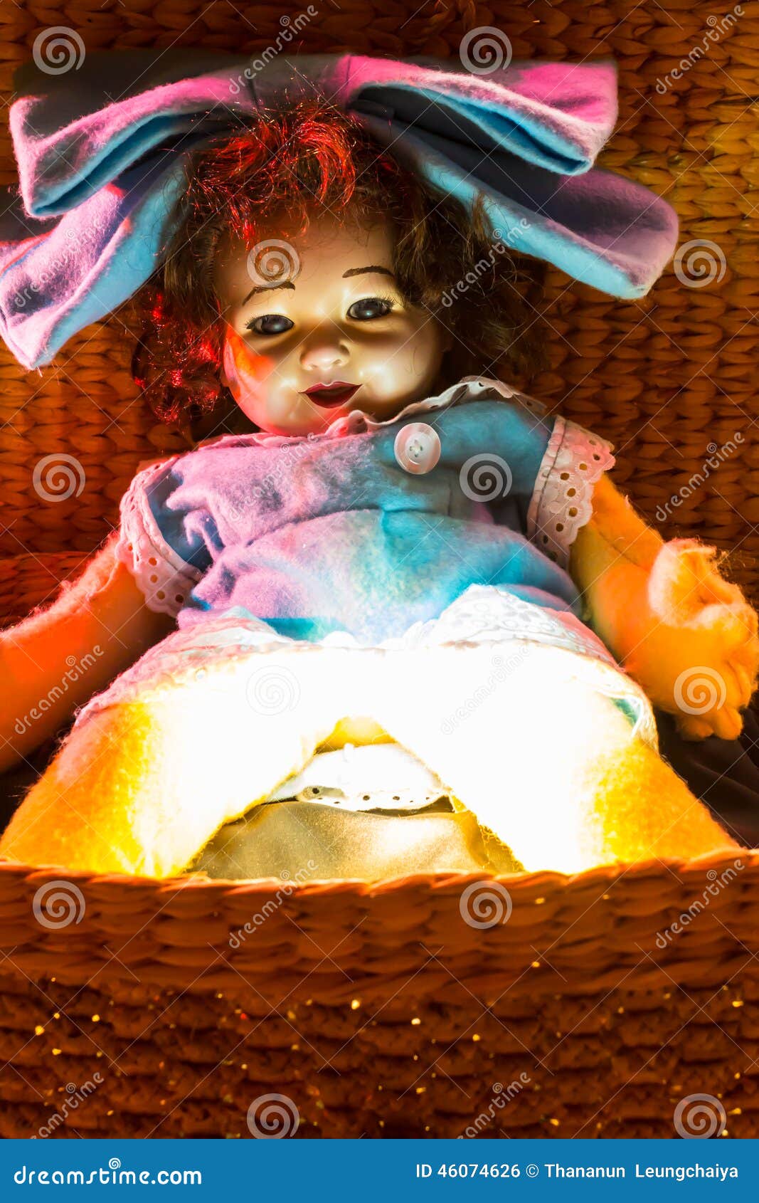 Scary And Broken Doll Face With One Blue Eye On A Background Of Stone ...