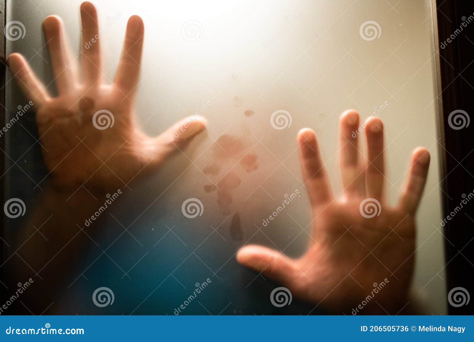 Scary Picture of Hands Behind Glass Stock Photo - Image of moody, fear ...