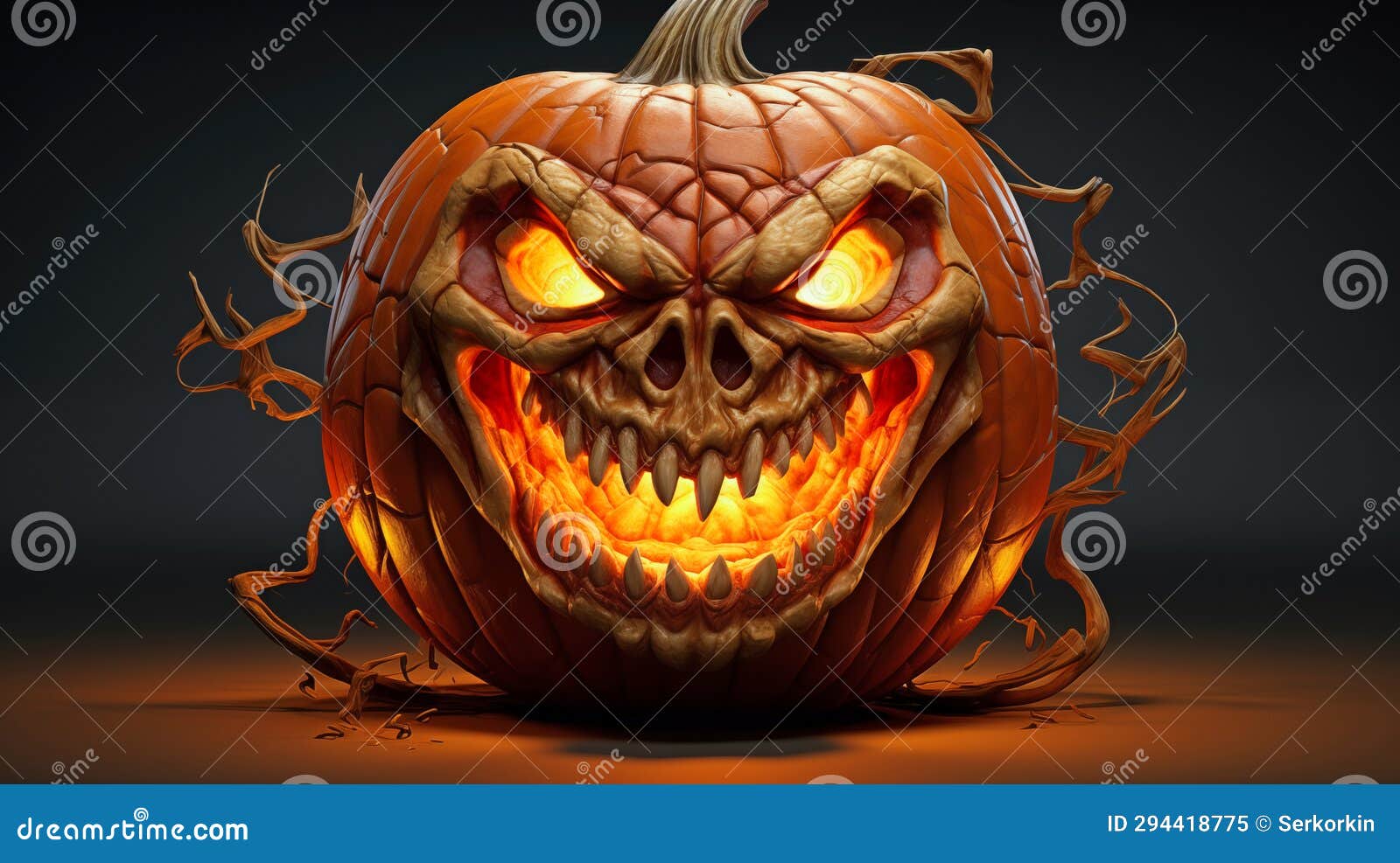 Really Scary Pumpkin with Scary Teeth for Halloween. Stock Illustration ...