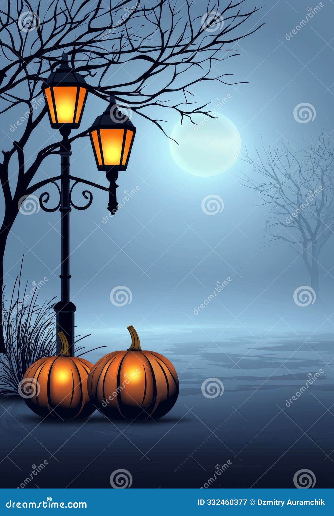 Scary Pumpkins on a Creepy Night Vertical Backdrop for Halloween. Stock ...
