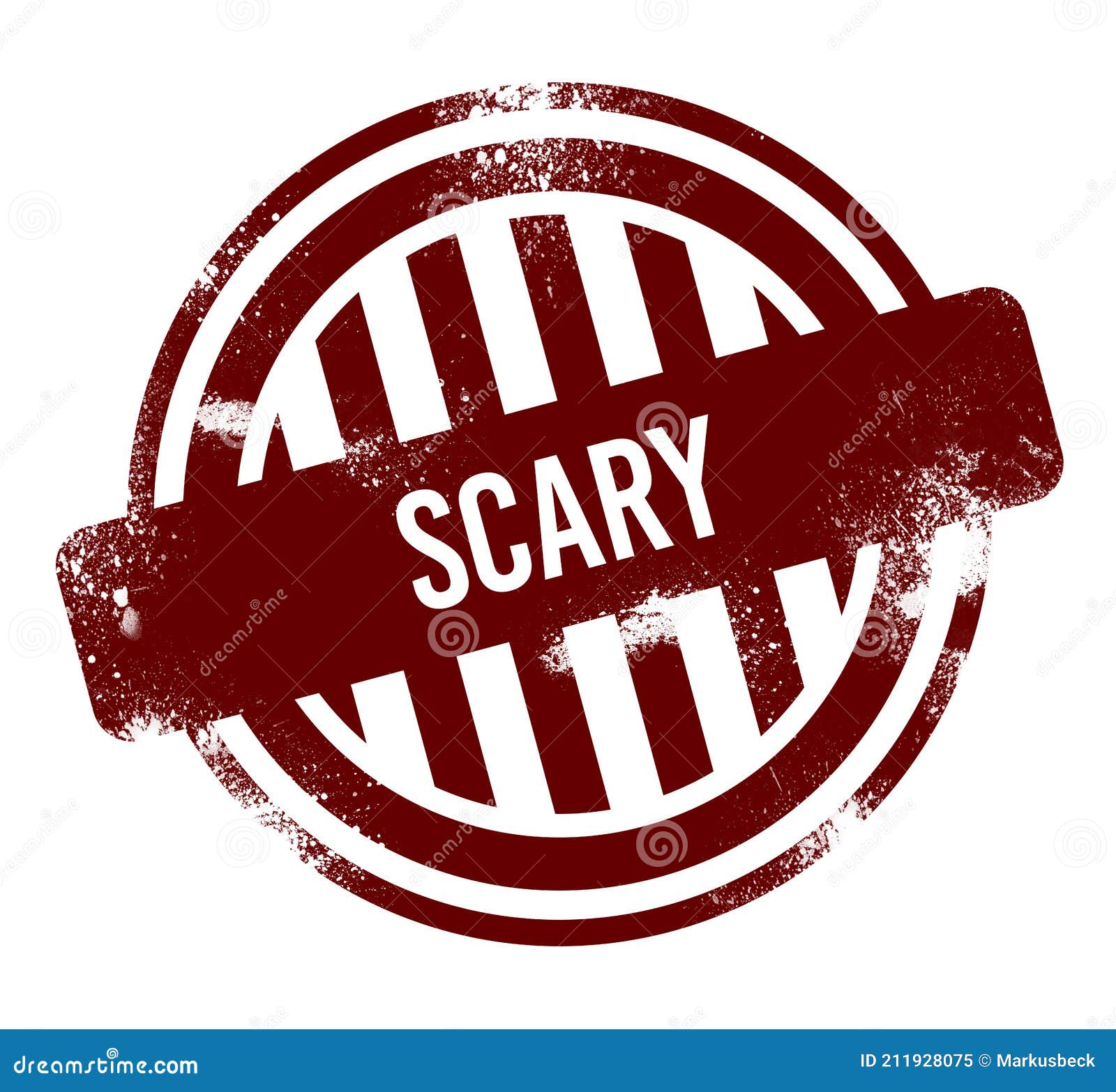 Scary - Red Round Grunge Button, Stamp Stock Illustration ...