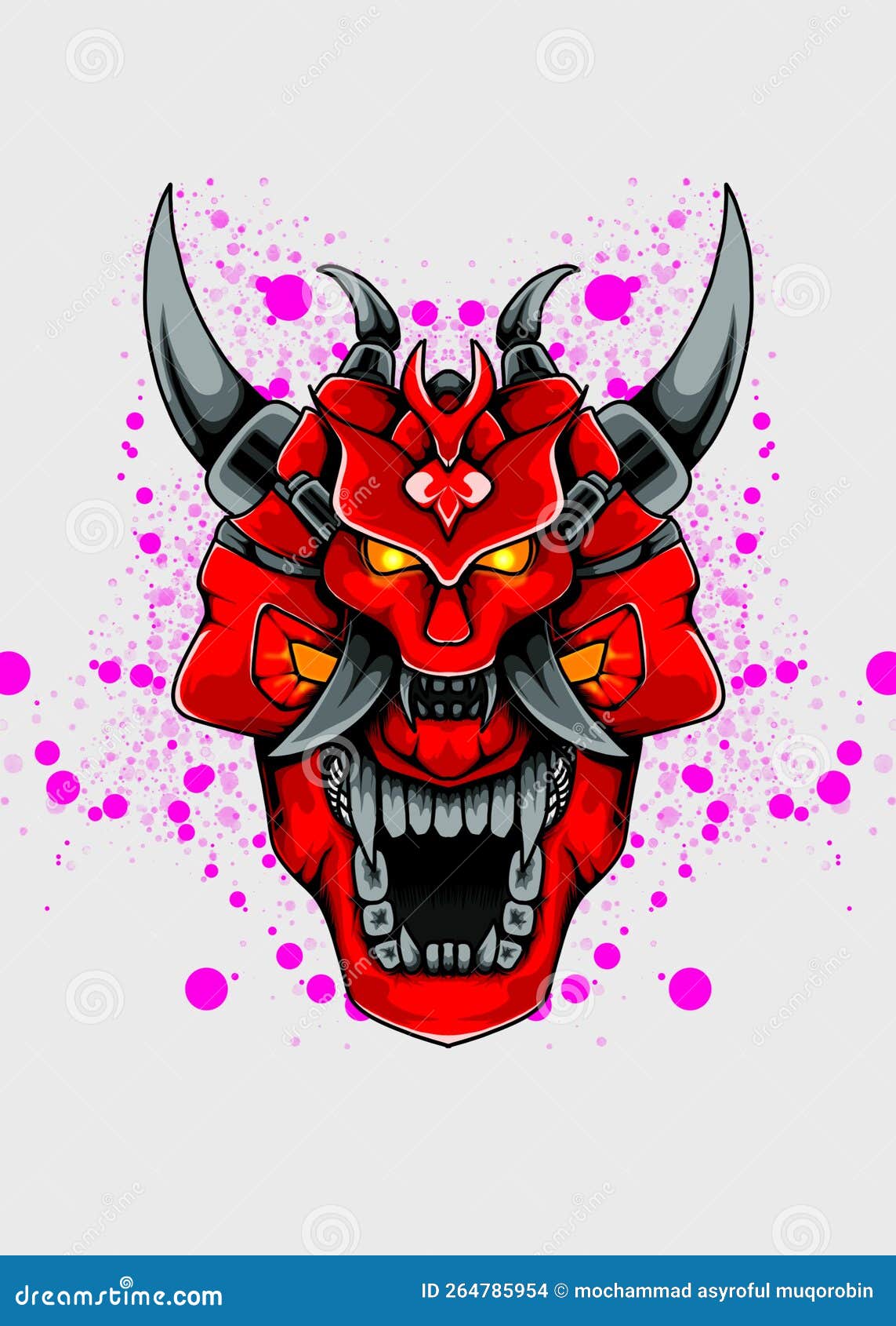 Scary Samurai Mask Illustration Design Stock Illustration ...