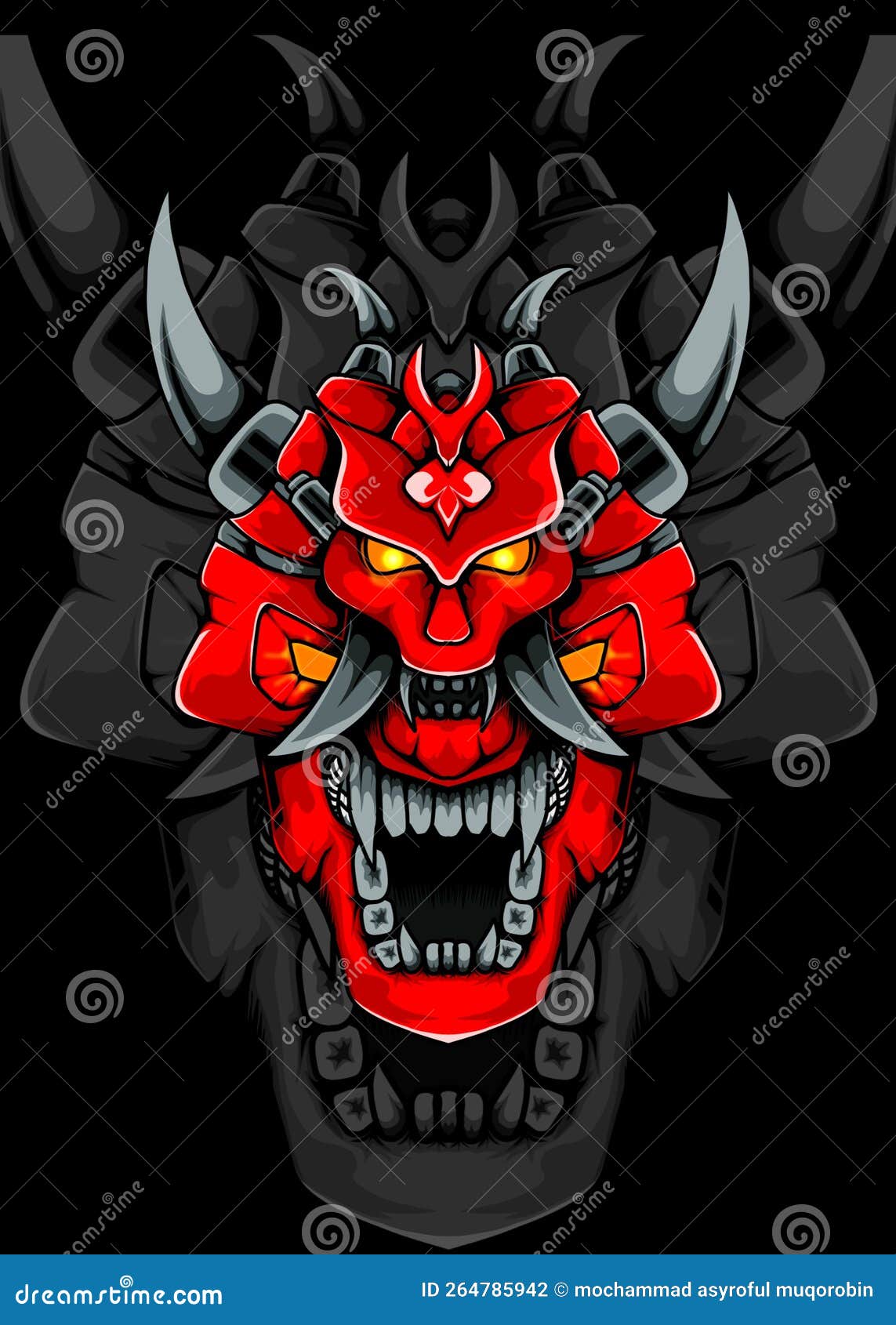 Scary Samurai Mask Illustration Design Stock Illustration ...