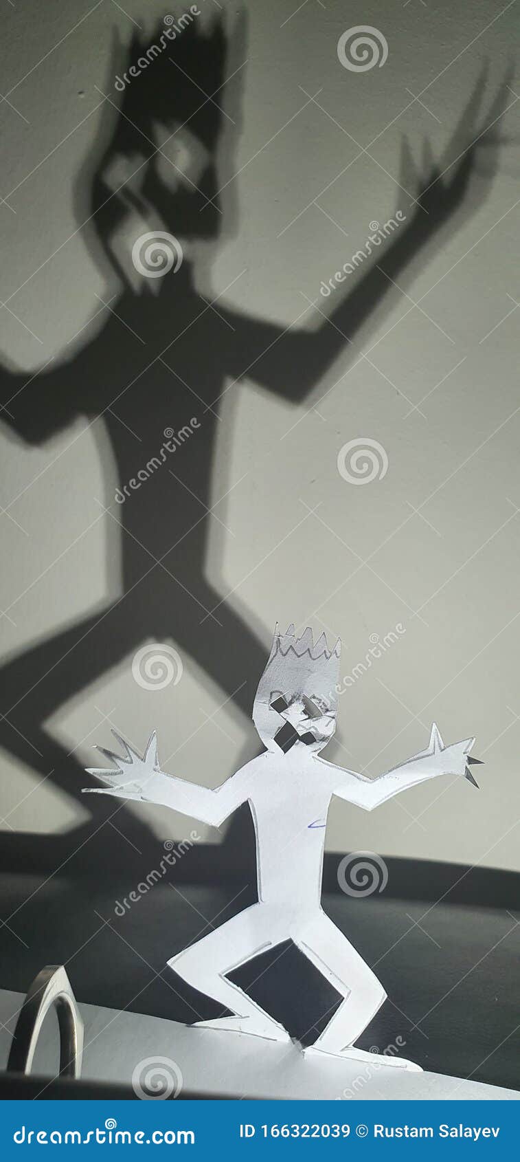 Scary Shadow Holding Chair And Scared Couple In Virtual Reality Headset ...