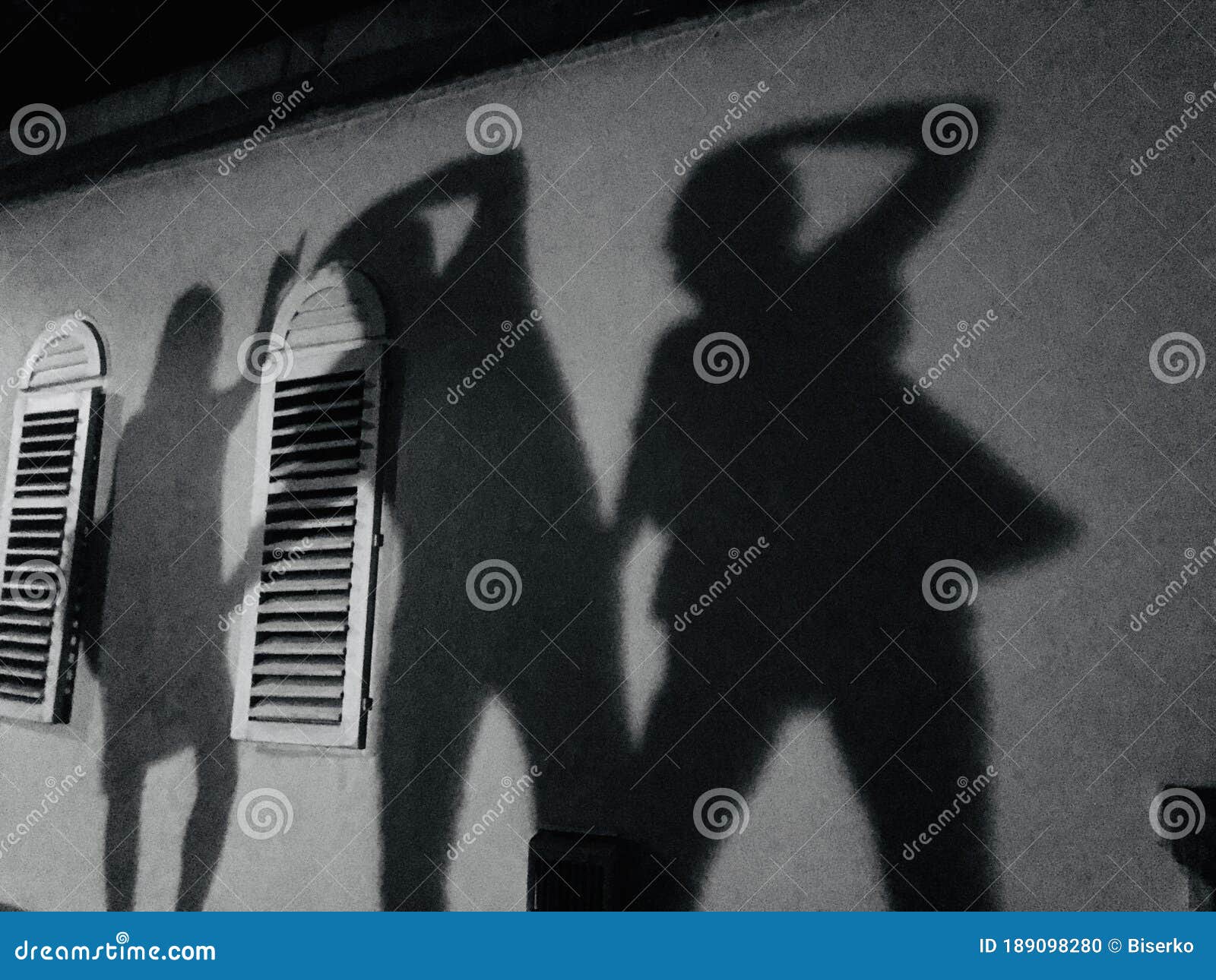 Scary shadows in the night stock photo. Image of horor - 189098280