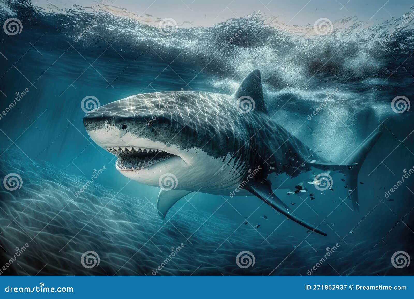 Scary Shark Working As Beach Lifeguard Vector Illustration ...
