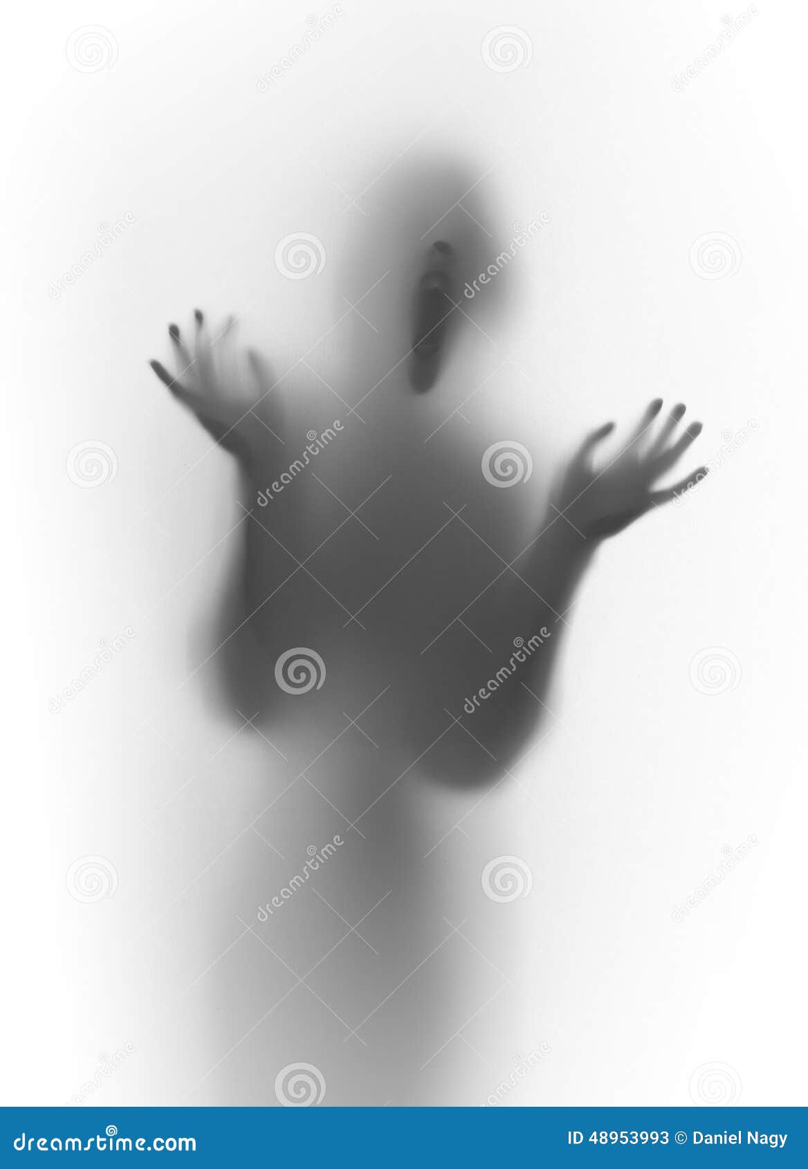 Scary Shouting Face and Body Silhouette with Hands Stock Image - Image ...