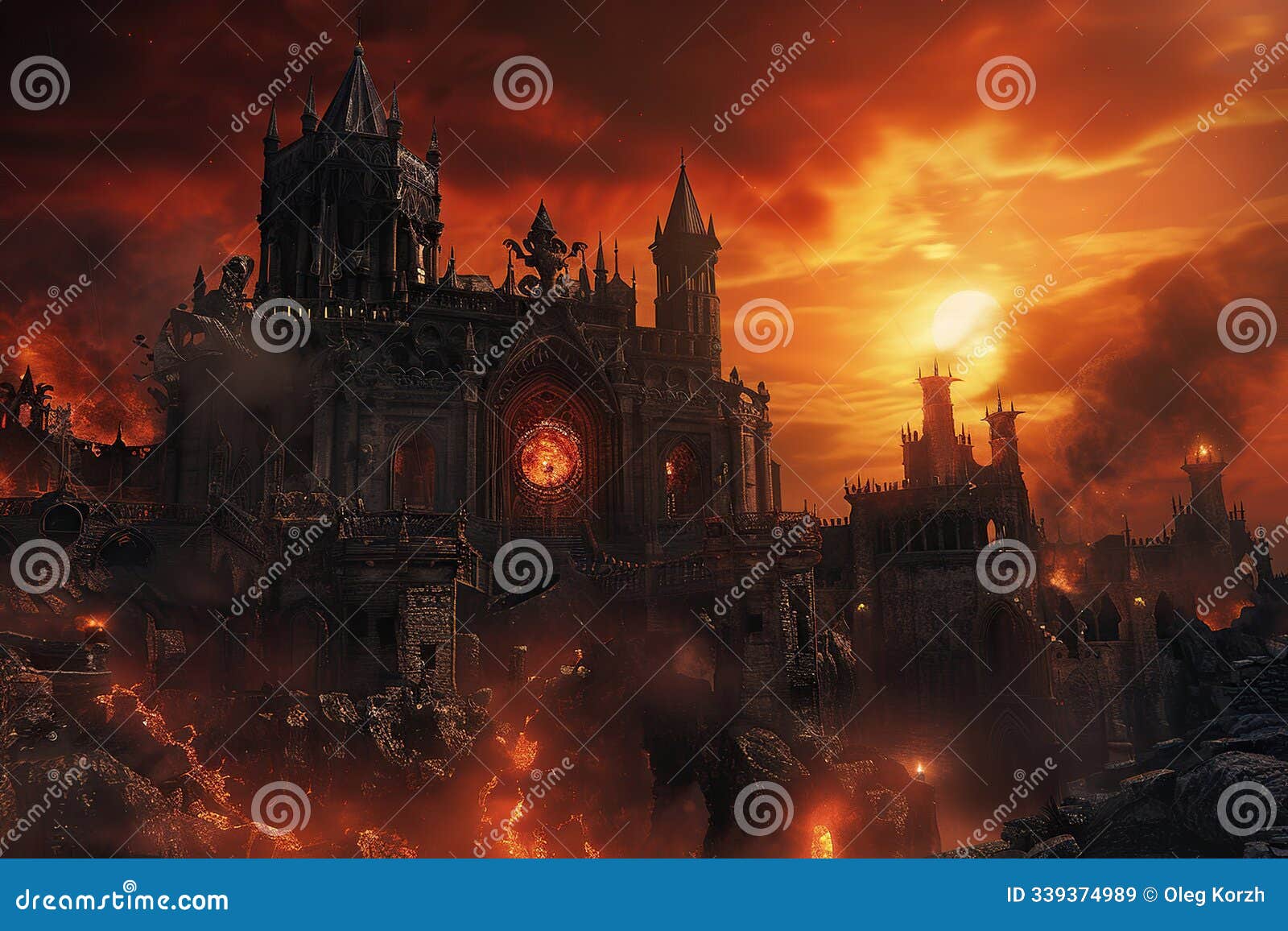 Scary Sinister Devil is in Hell with Dramatic Fire Lighting on the ...