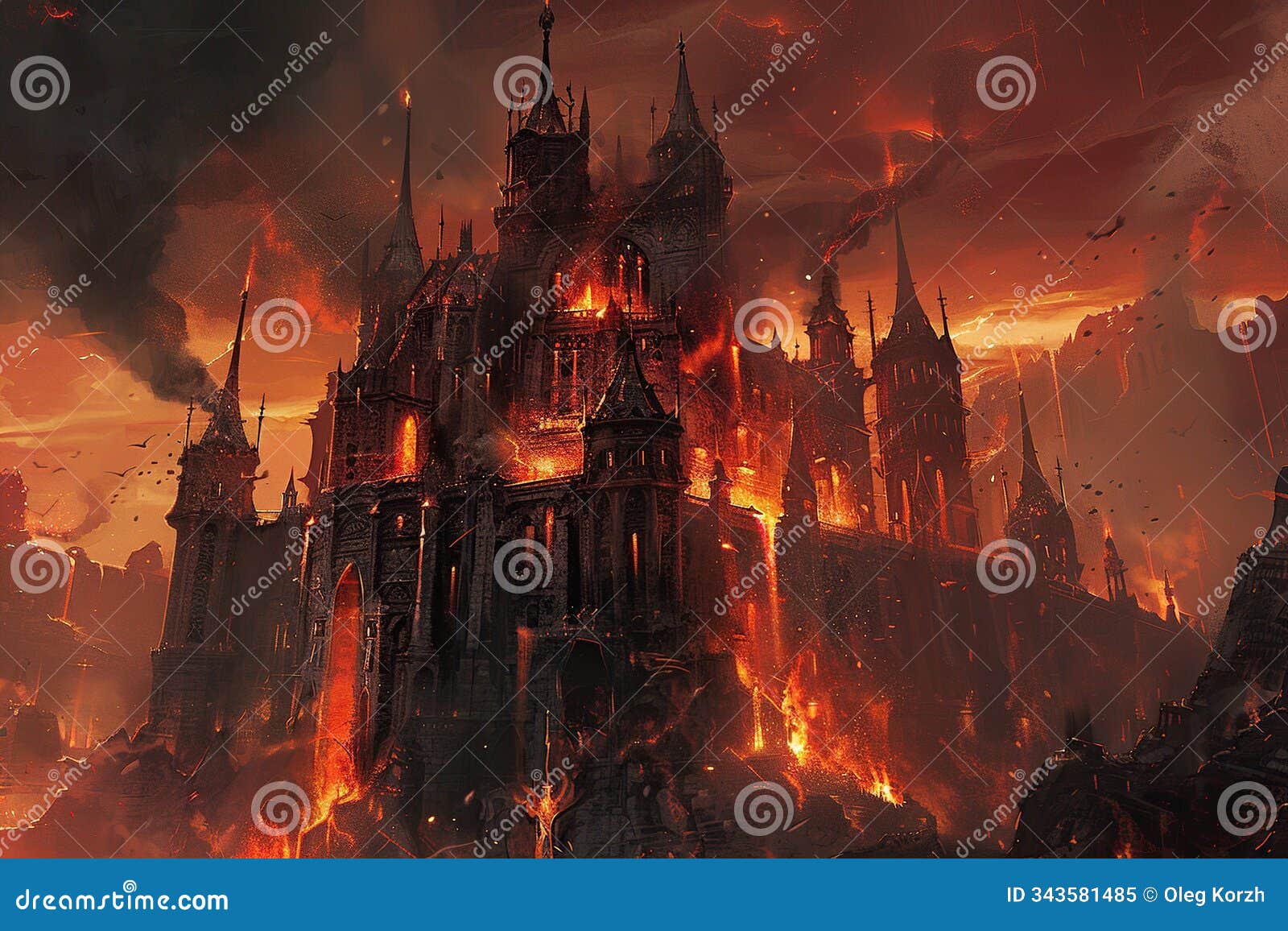 Scary Sinister Devil is in Hell with Dramatic Fire Lighting on the ...