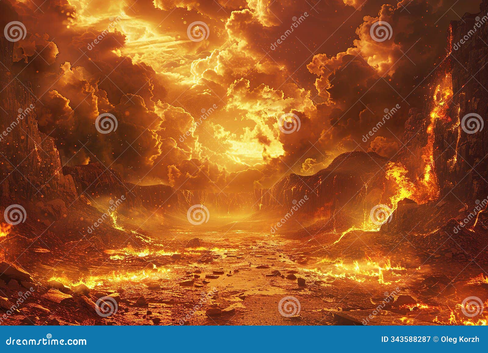 Scary Sinister Devil is in Hell with Dramatic Fire Lighting on the ...