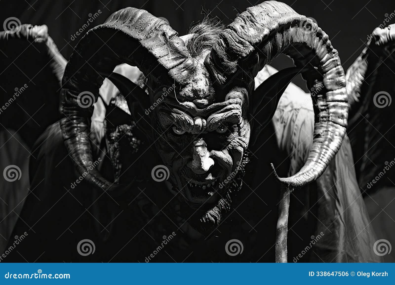 Scary Sinister Devil is in Hell with Dramatic Fire Lighting on the ...