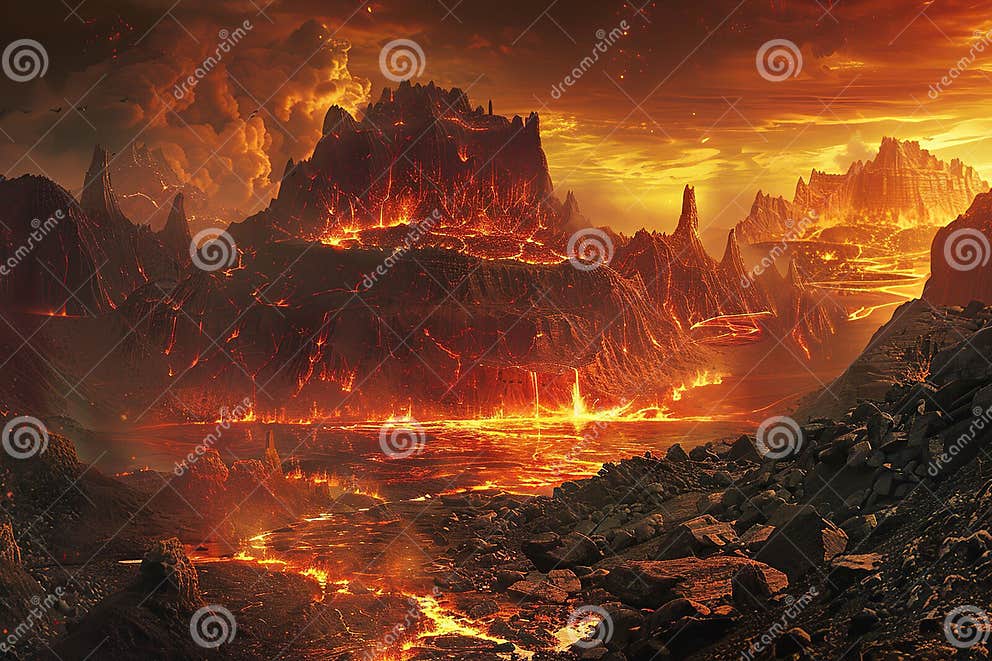 Scary Sinister Devil is in Hell with Dramatic Fire Lighting on the ...