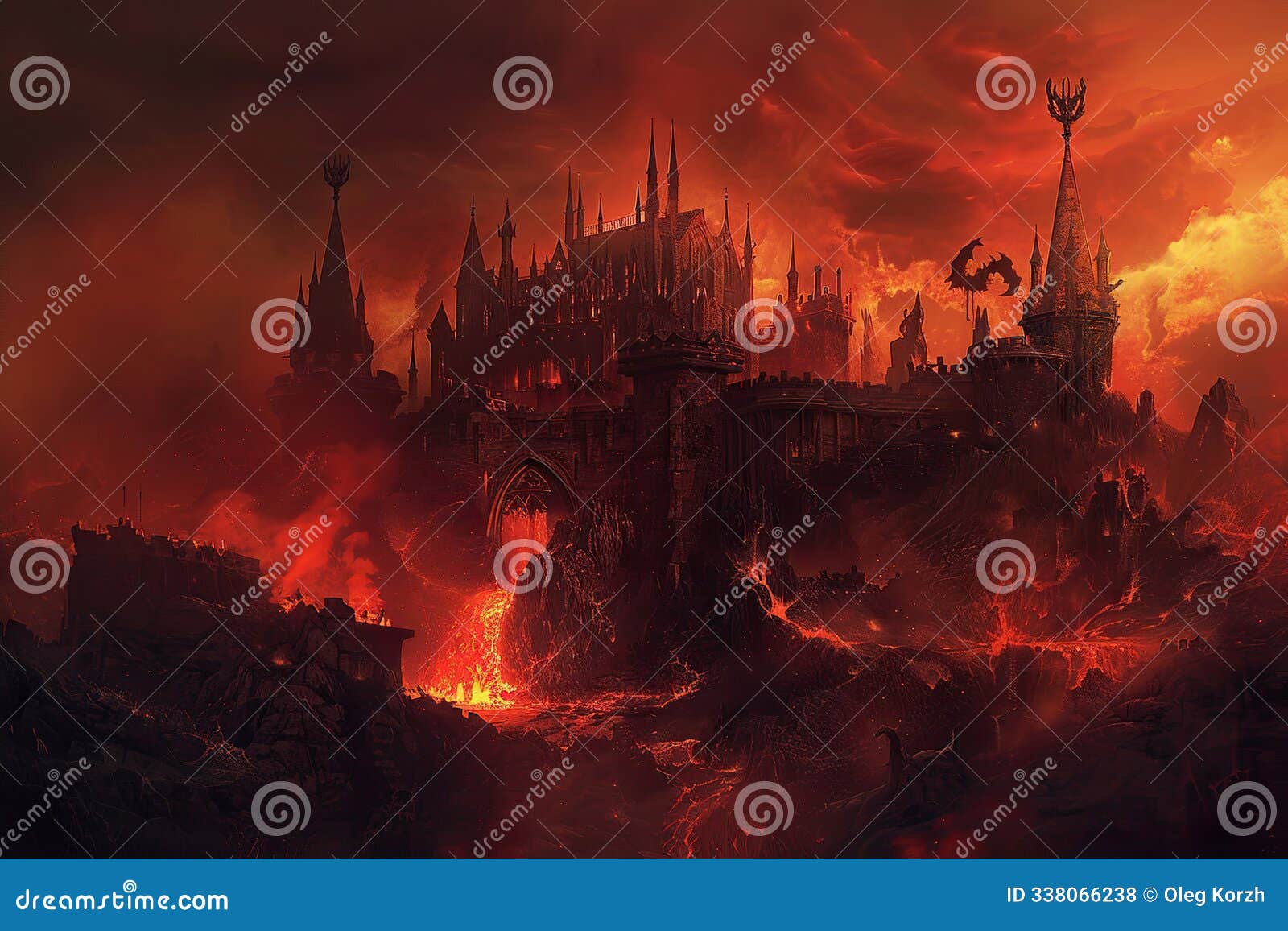 Scary Sinister Devil is in Hell with Dramatic Fire Lighting on the ...