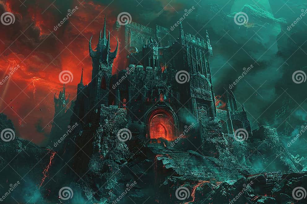 Scary Sinister Devil is in Hell with Dramatic Fire Lighting on the ...