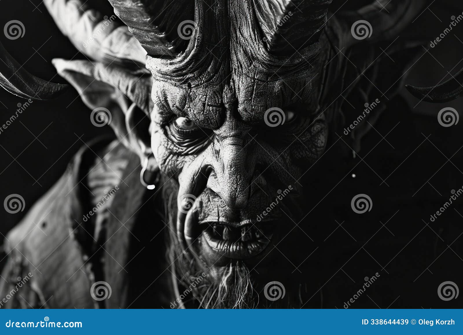 Scary Sinister Devil is in Hell with Dramatic Fire Lighting on the ...