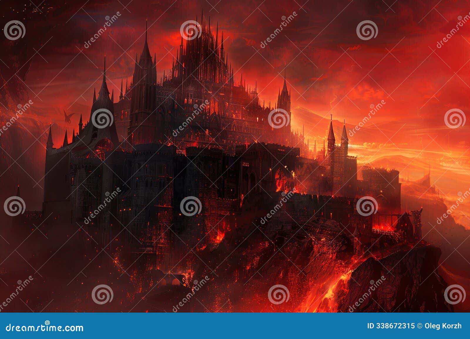 Scary Sinister Devil is in Hell with Dramatic Fire Lighting on the ...