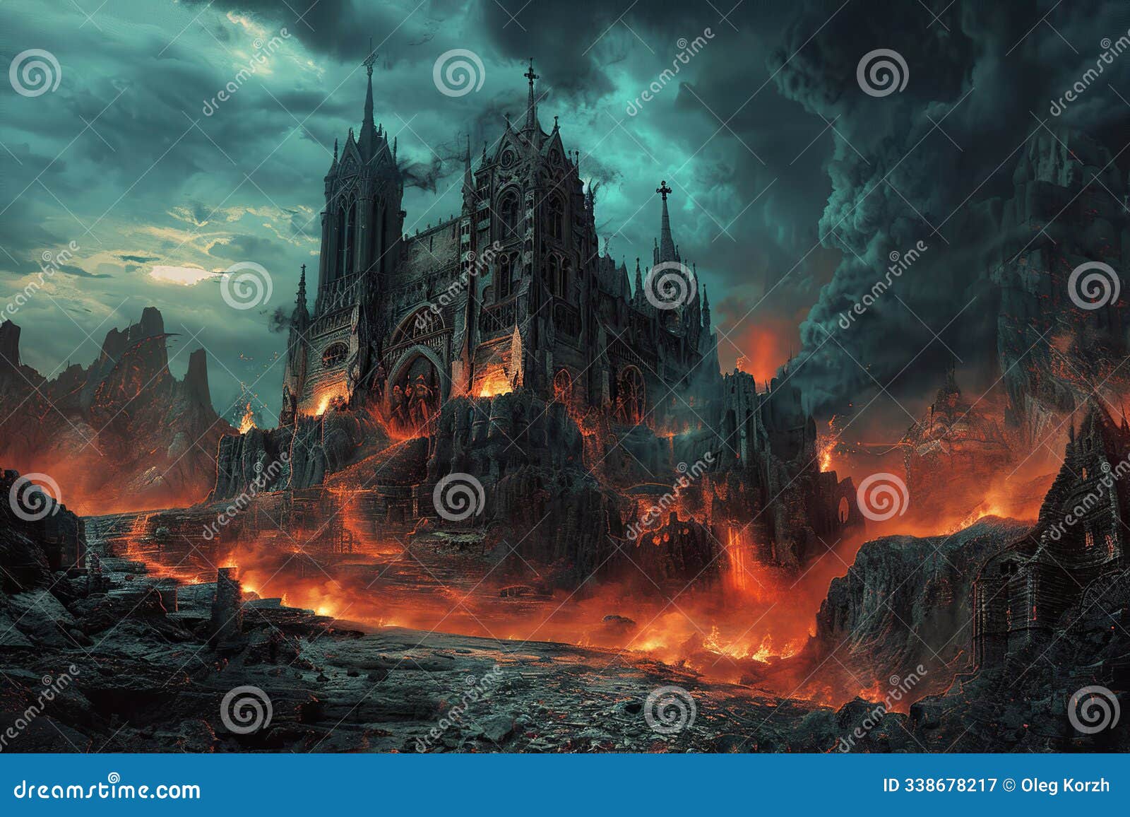 Scary Sinister Devil is in Hell with Dramatic Fire Lighting on the ...