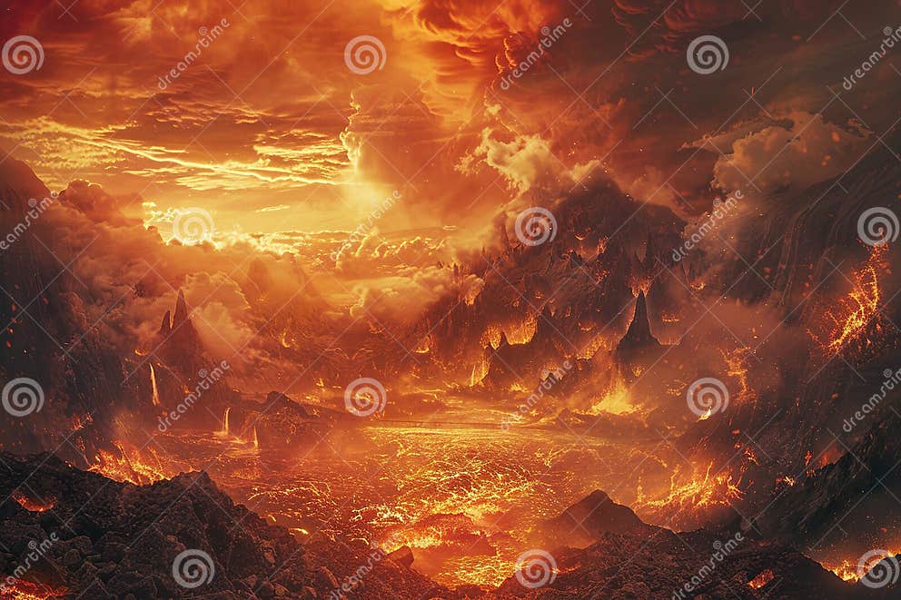 Scary Sinister Devil is in Hell with Dramatic Fire Lighting on the ...
