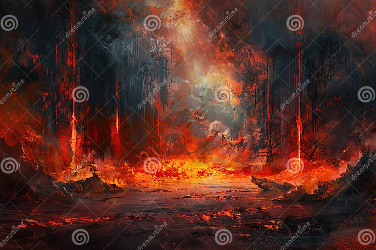 Scary Sinister Devil is in Hell with Dramatic Fire Lighting on the ...