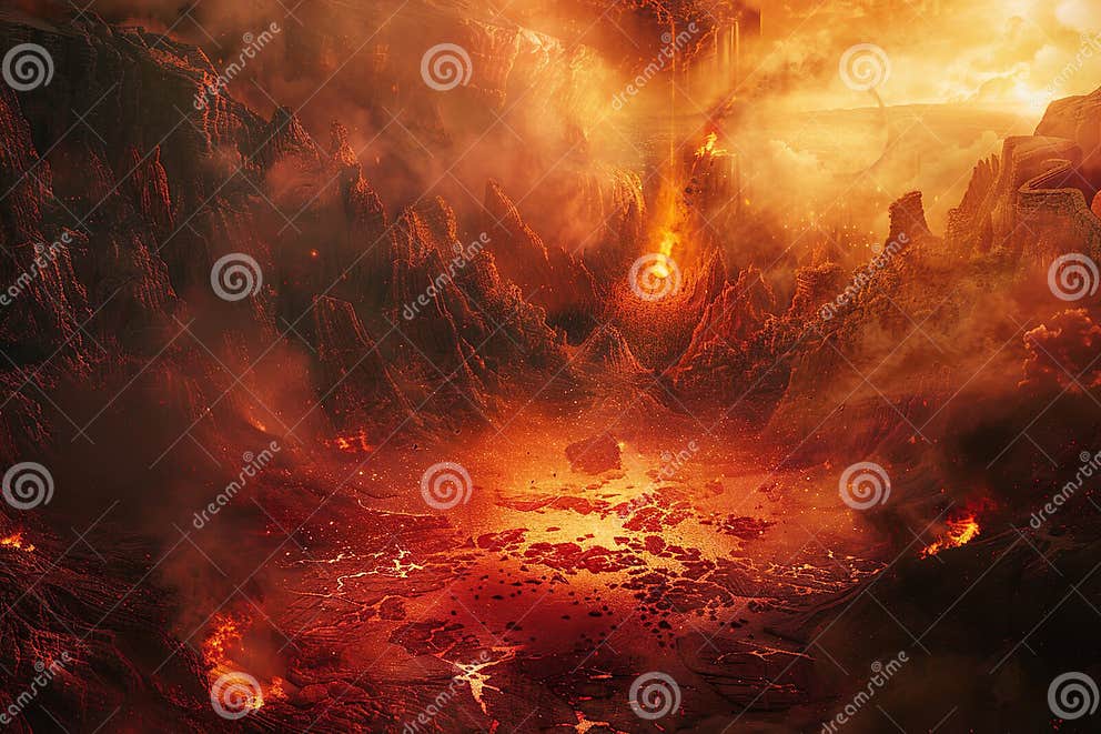 Scary Sinister Devil is in Hell with Dramatic Fire Lighting on the ...