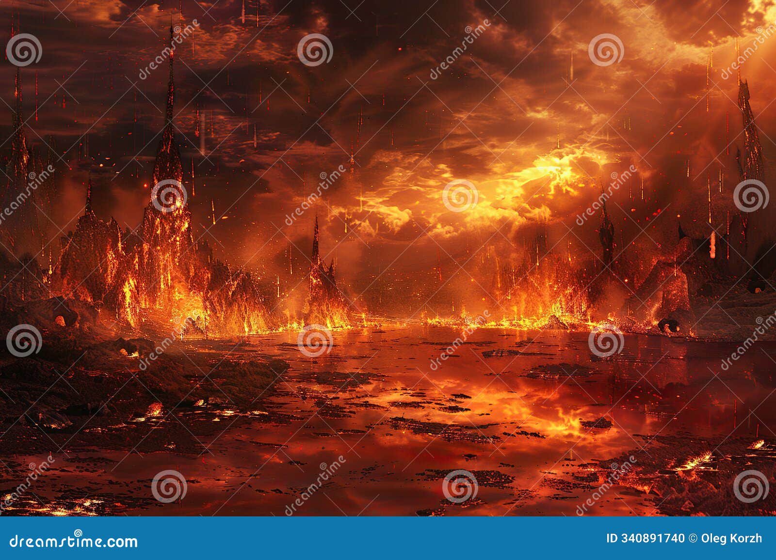 Scary Sinister Devil is in Hell with Dramatic Fire Lighting on the ...