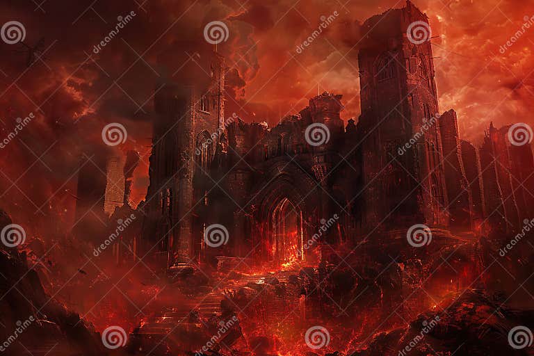 Scary Sinister Devil is in Hell with Dramatic Fire Lighting on the ...