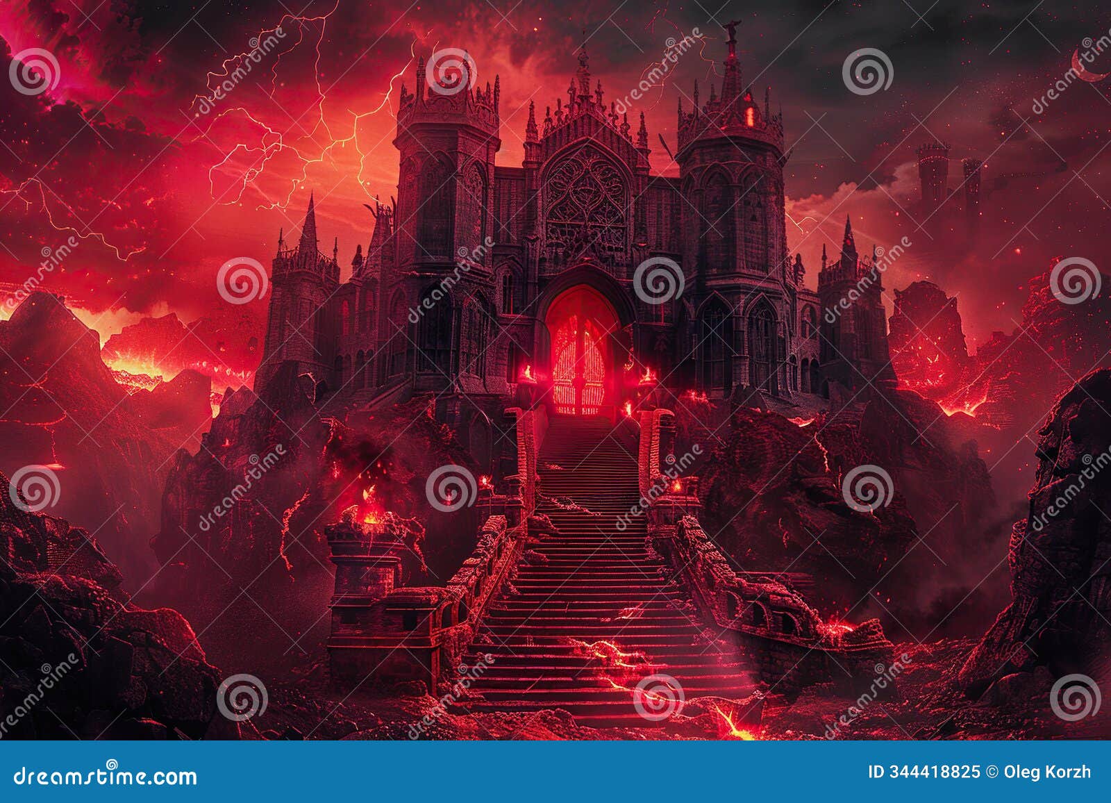 Scary Sinister Devil is in Hell with Dramatic Fire Lighting on the ...