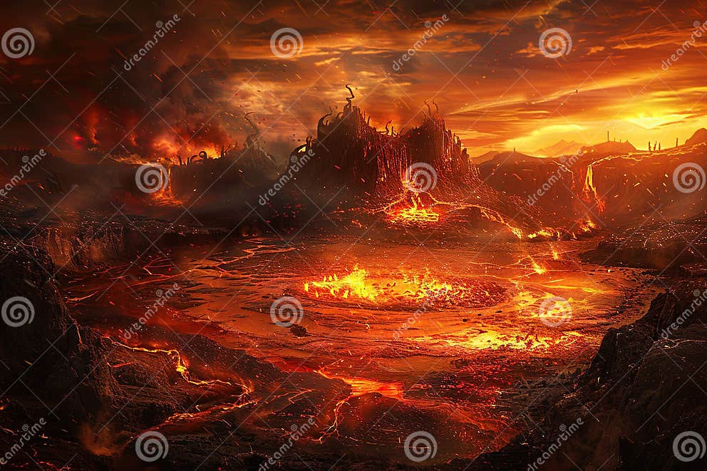 Scary Sinister Devil is in Hell with Dramatic Fire Lighting on the ...