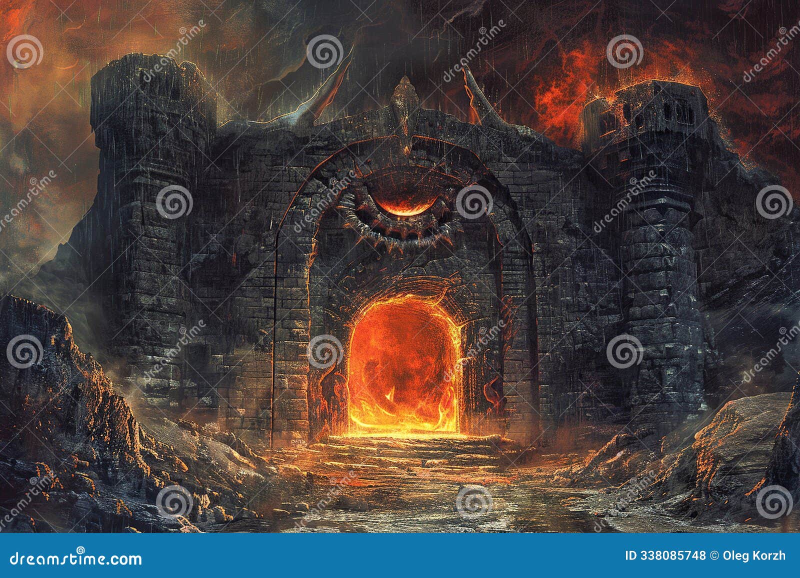 Scary Sinister Devil is in Hell with Dramatic Fire Lighting Stock Photo ...