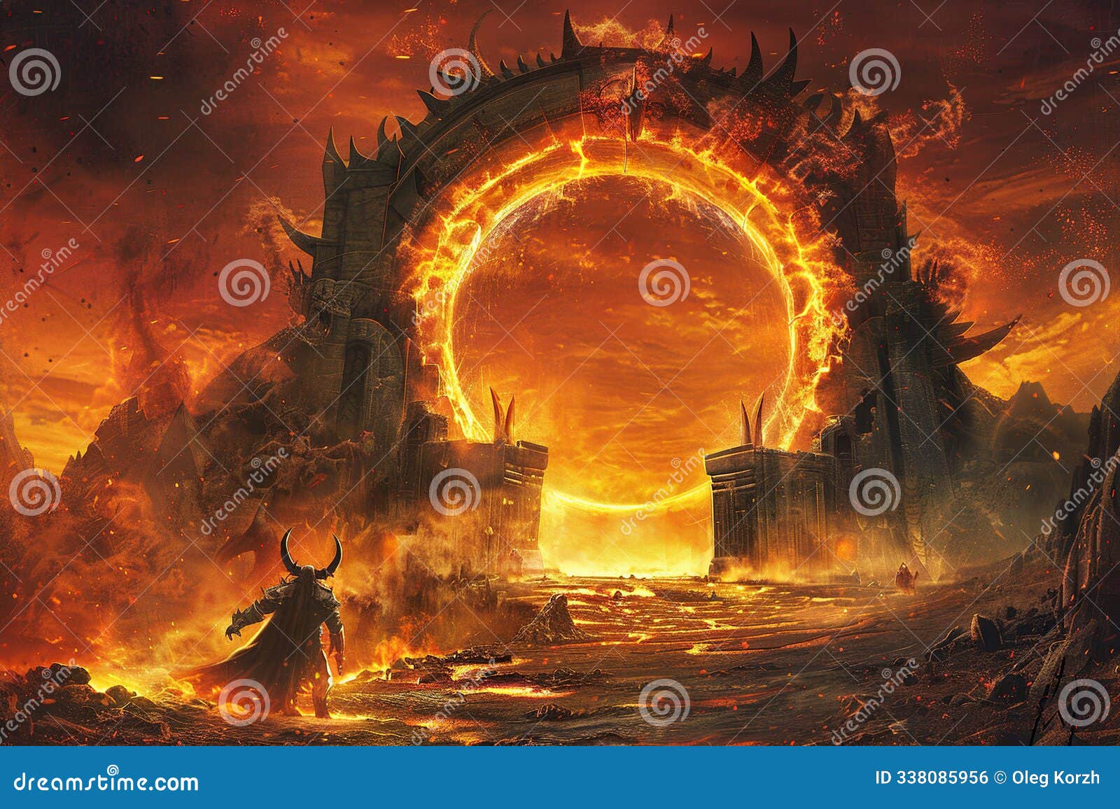 Scary Sinister Devil is in Hell with Dramatic Fire Lighting Stock Photo ...