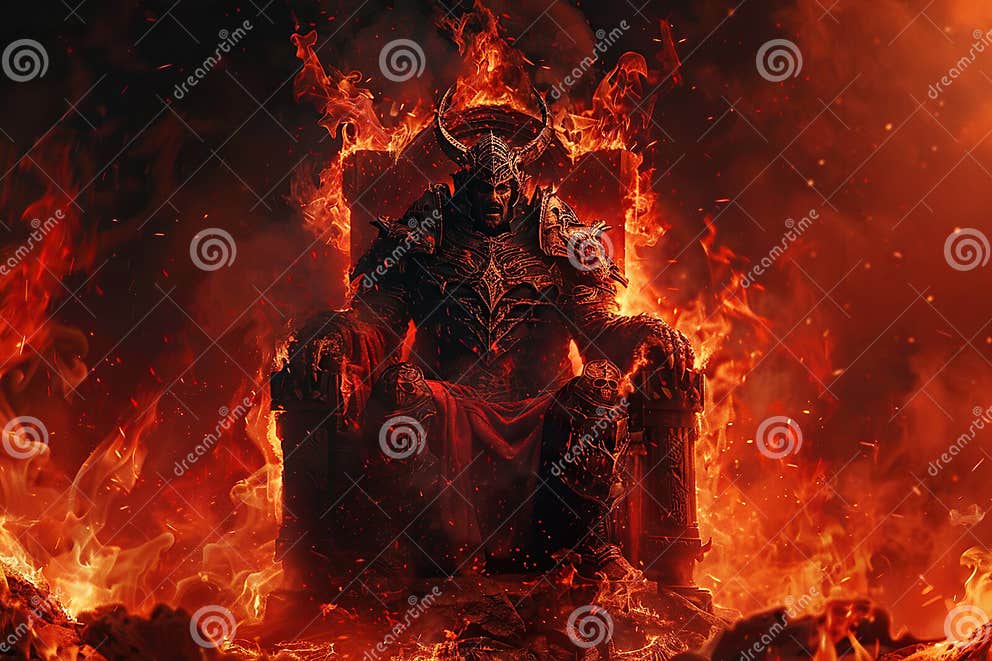 Scary Sinister Devil is in Hell with Dramatic Fire Lighting Stock Image ...