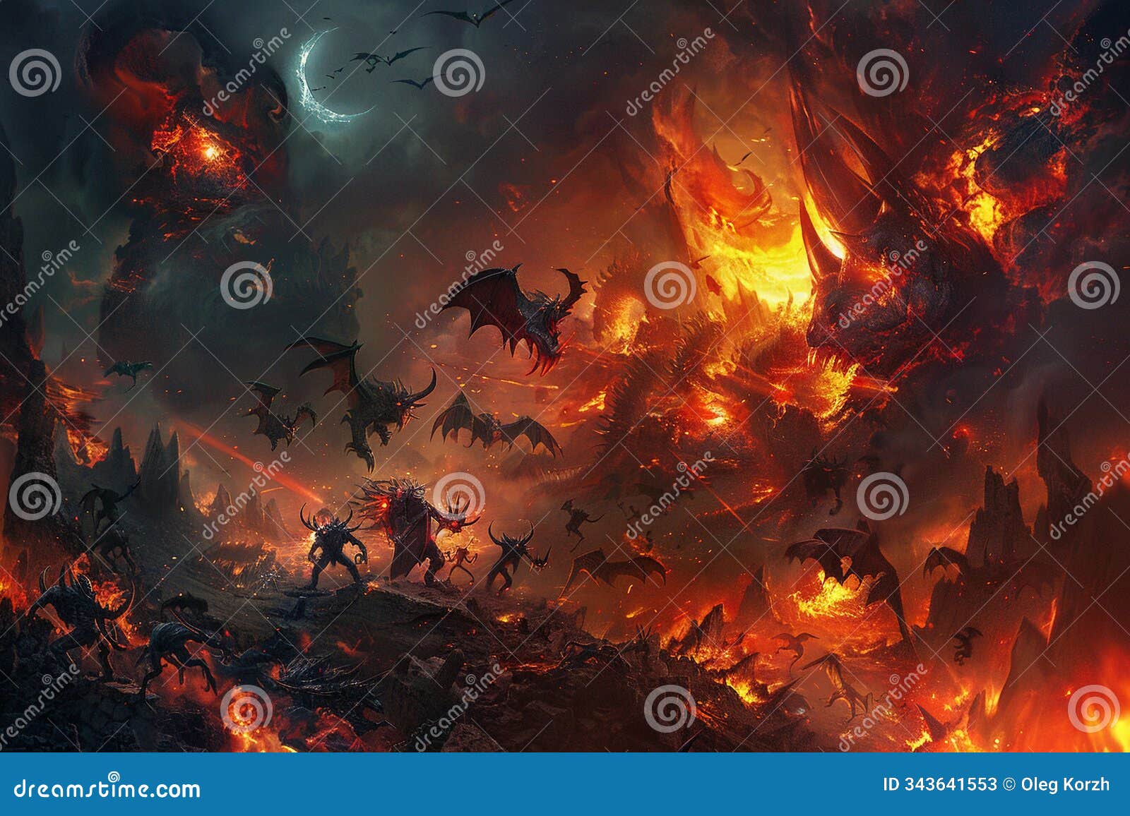 Scary Sinister Devil is in Hell with Dramatic Fire Lighting Stock Image ...