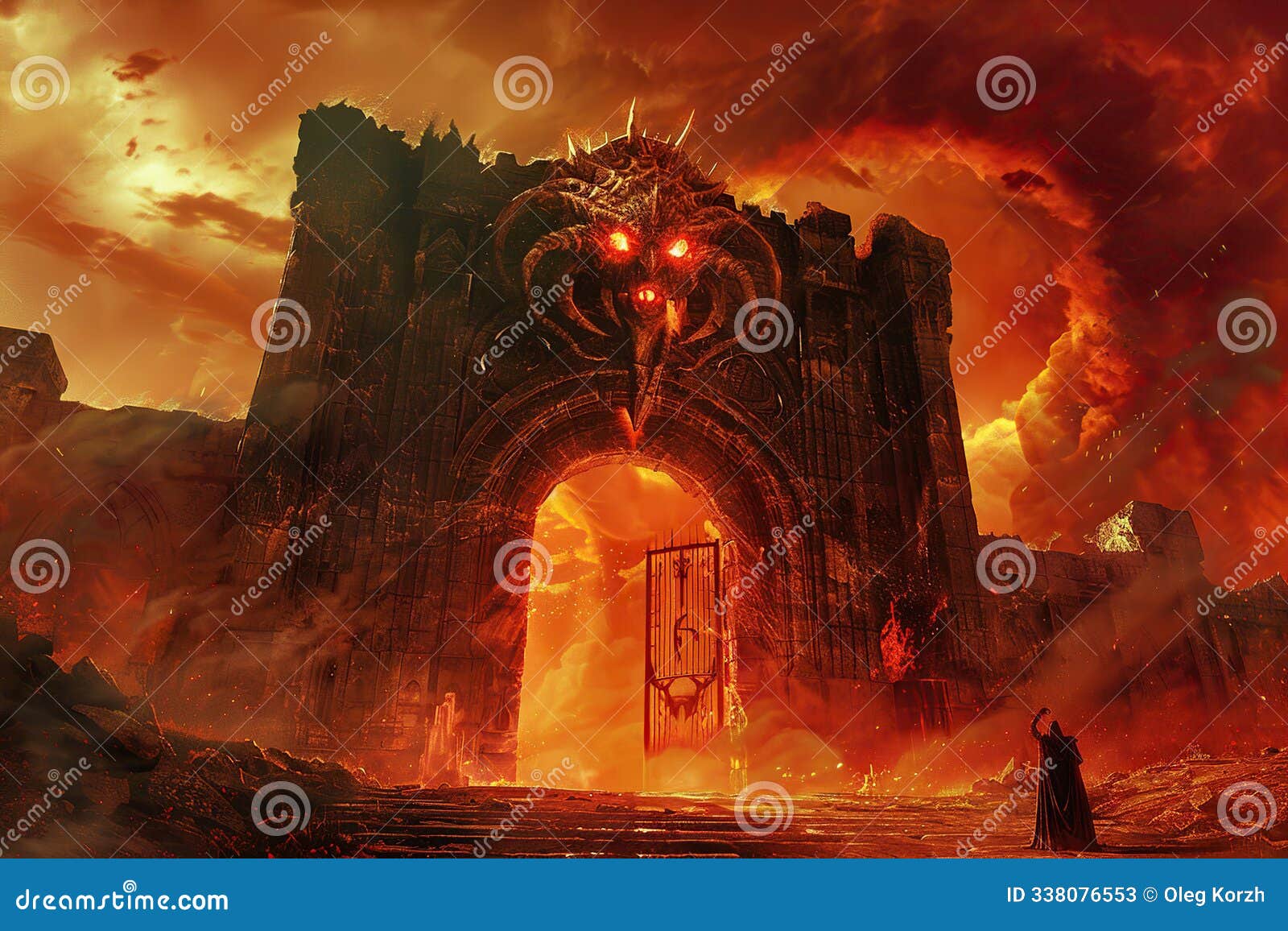 Scary Sinister Devil is in Hell with Dramatic Fire Lighting Stock Image ...