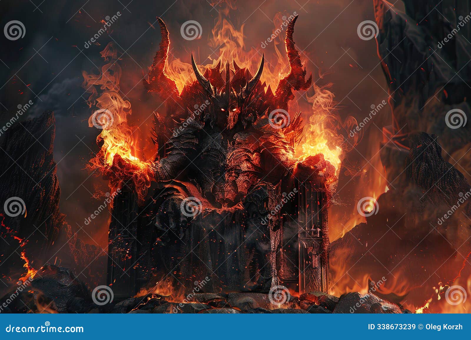 Scary Sinister Devil is in Hell with Dramatic Fire Lighting Stock Image ...