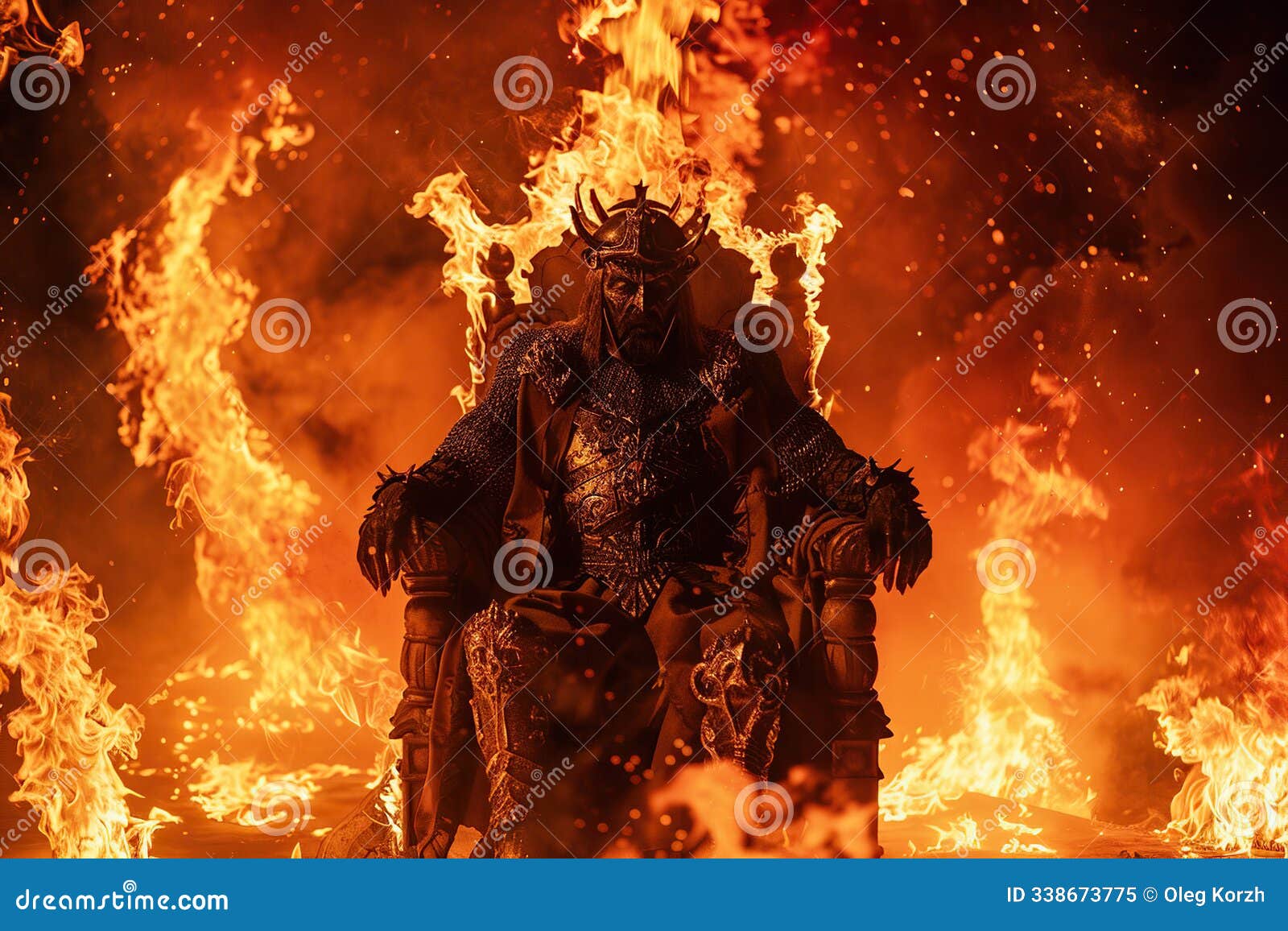 Scary Sinister Devil is in Hell with Dramatic Fire Lighting Stock Image ...
