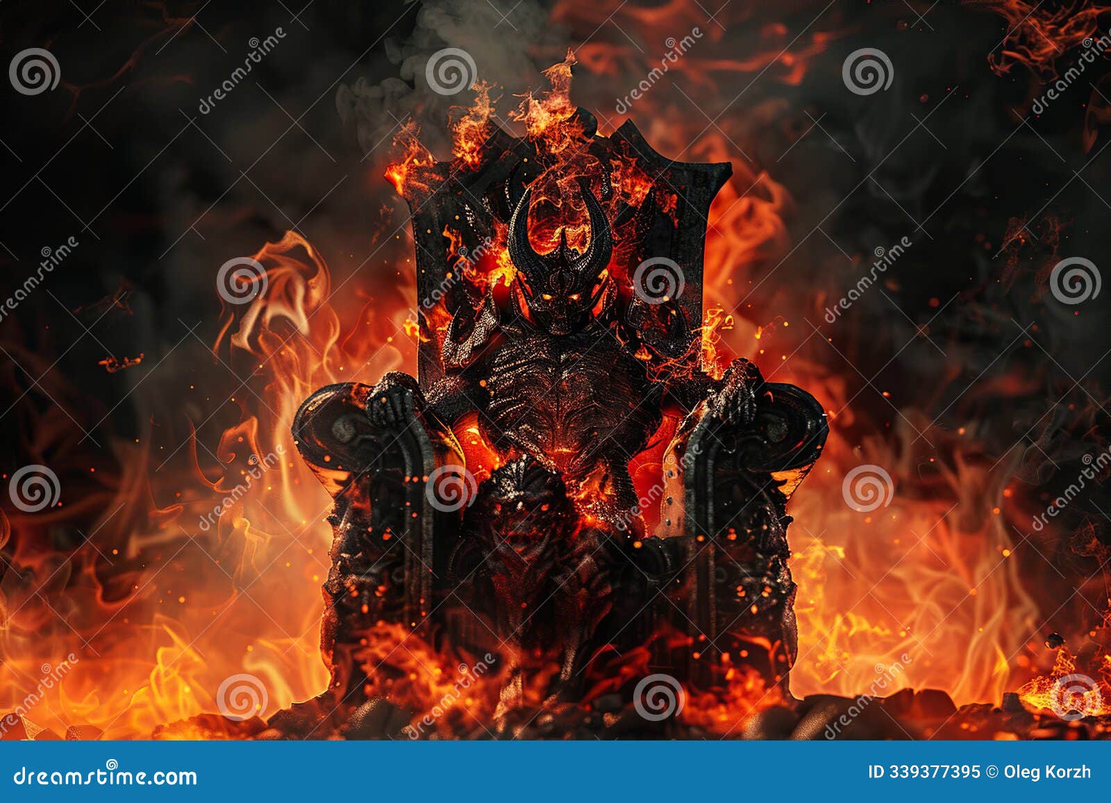 Scary Sinister Devil is in Hell with Dramatic Fire Lighting Stock ...