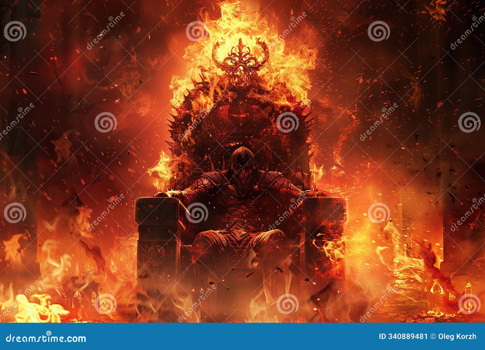 Scary Sinister Devil is in Hell with Dramatic Fire Lighting Stock Image ...