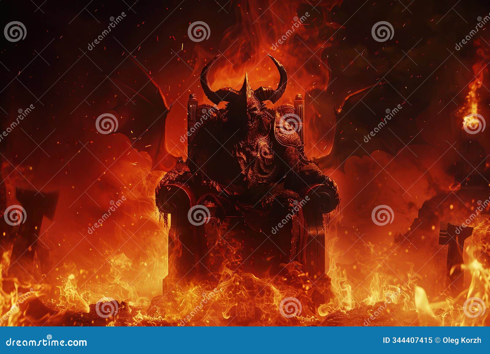 Scary Sinister Devil is in Hell with Dramatic Fire Lighting Stock Image ...